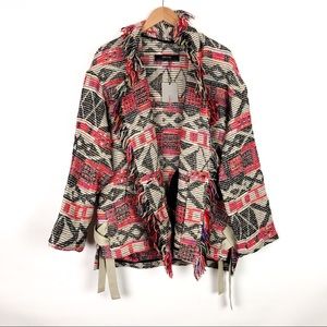 Zara | Jackets & Coats | Nwt Zara Fringed Coat With Ribbons Boho Jacket ...